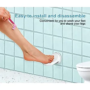 Andiker Shower Foot Rest, Bathroom Pedal with Suction Cup Shower Shaving Legs Aid, No Drilling for Home Hotel Bathroom Toilet Use (White)