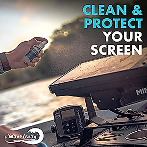 Wave Away Sonar & GPS Screen Cleaner with Micro Fiber Cloth for Boating & Fishing - Improves Clarity and Protects Screens - Spray, Wipe, Shine - 1.5oz Screen Cleaner