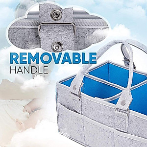 Printbeat Baby Diaper Caddy - Nursery Storage Bin and Car Organizer for Diapers and Baby Wipes and Feeding Bottles Shower Gift (Blue)