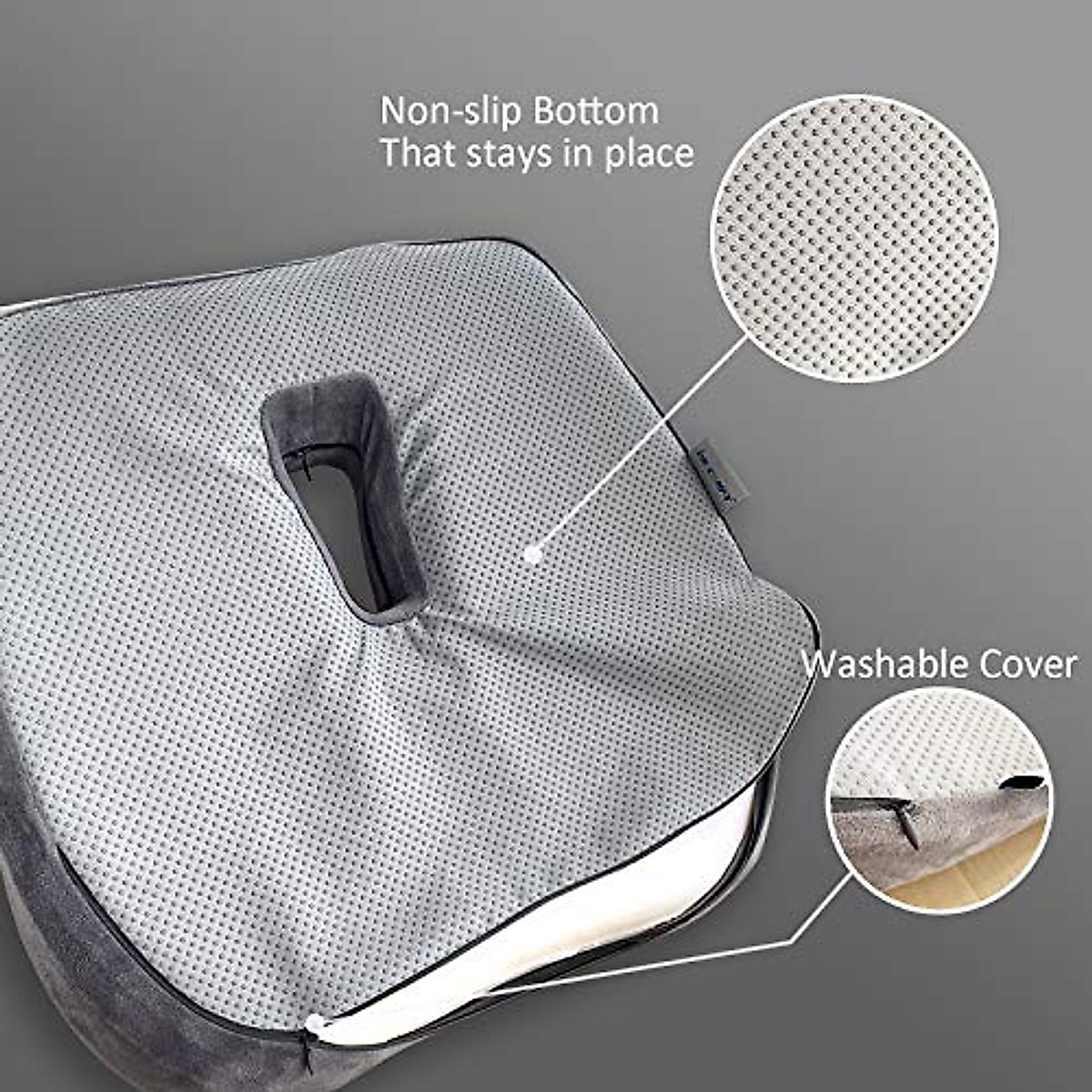brizairid Seat Cushions for Offince Chairs, Memory Foam Chair Cushion with Lumbar Support Pillow for Tailbone Pain, Sciatica, Lower Back Relief