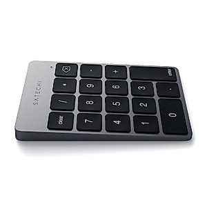 Satechi Slim Aluminum Bluetooth Wireless Keypad 18-Key Numpad Keyboard Extension – for iMac Pro, iMac, Mac Mini, MacBook Pro/Air, Windows, PC, Laptop and More - Space Gray