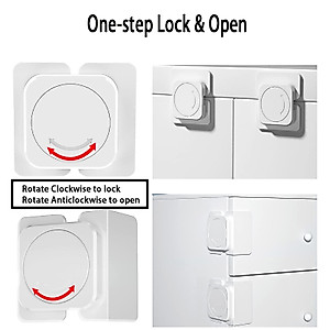 Cabinet Locks(12-Pack) for Babies, Kids and Toddlers Proofing Cabinet Child, safety Locks Suitable for Cabinets, Drawer and Refrigerator with Easy Installation (White) (8 Flat Lock+4 Right Angle Lock)