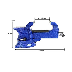 HFS (R) 5" Heavyduty Bench Vise Anvil Forged.360 Swivel Locking Base Desktop Clamp (16LBS), FS Blue Design