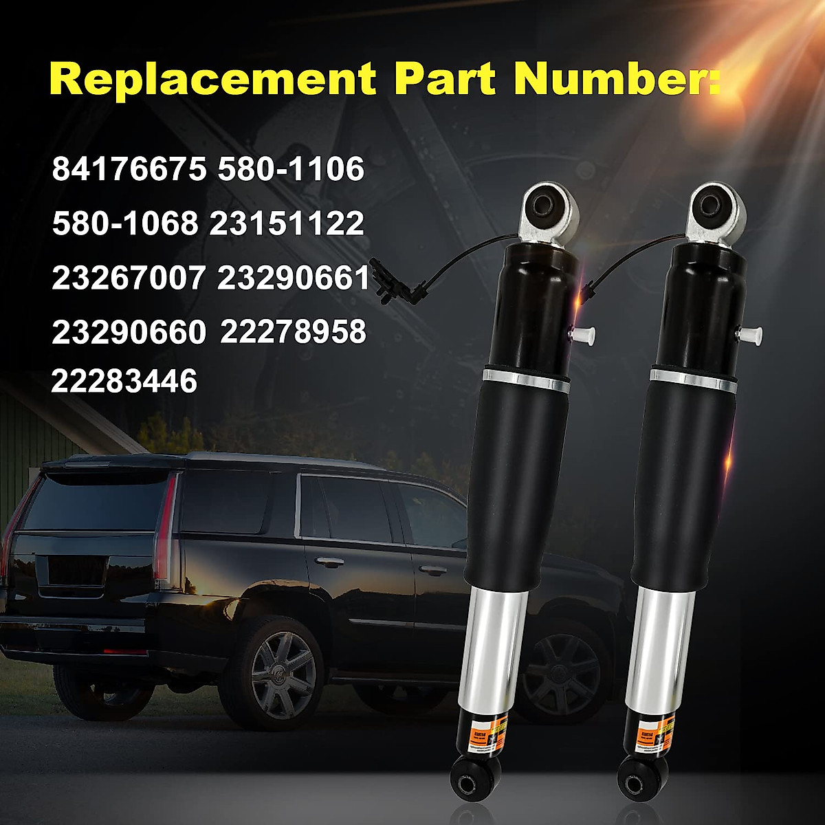 84176675 580-1106 1 Pair of Rear Air Shock Absorber for Chevy Tahoe Suburban Cadillac Escalade ESV GMC Yukon XL 2015 2016 2017 2018 2019 2020 2021 23151122