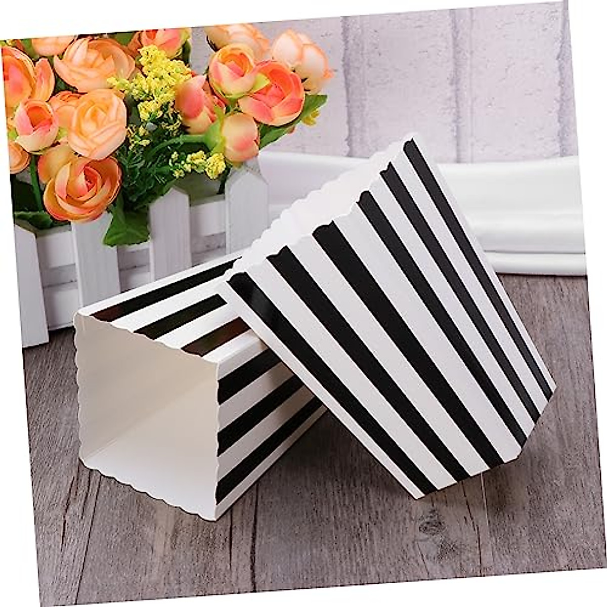 jojofuny 24pcs Popcorn Boxes Candy Containers Disposable Containers Snack Box Container Popcorn Bags Buckets Cardboard Container Popcorn Buckets Popcorn Boxes Party Bags Black Gift Box