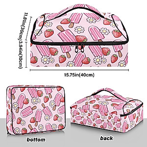 Kcldeci Insulated Thermal Food Carrier Insulated Casserole Carrier for Hot or Cold Food,Ice Cream Sticks Strawberries Insulated Tote Bag for Potluck Cookouts Parties Picnic,Lasagna Lugger