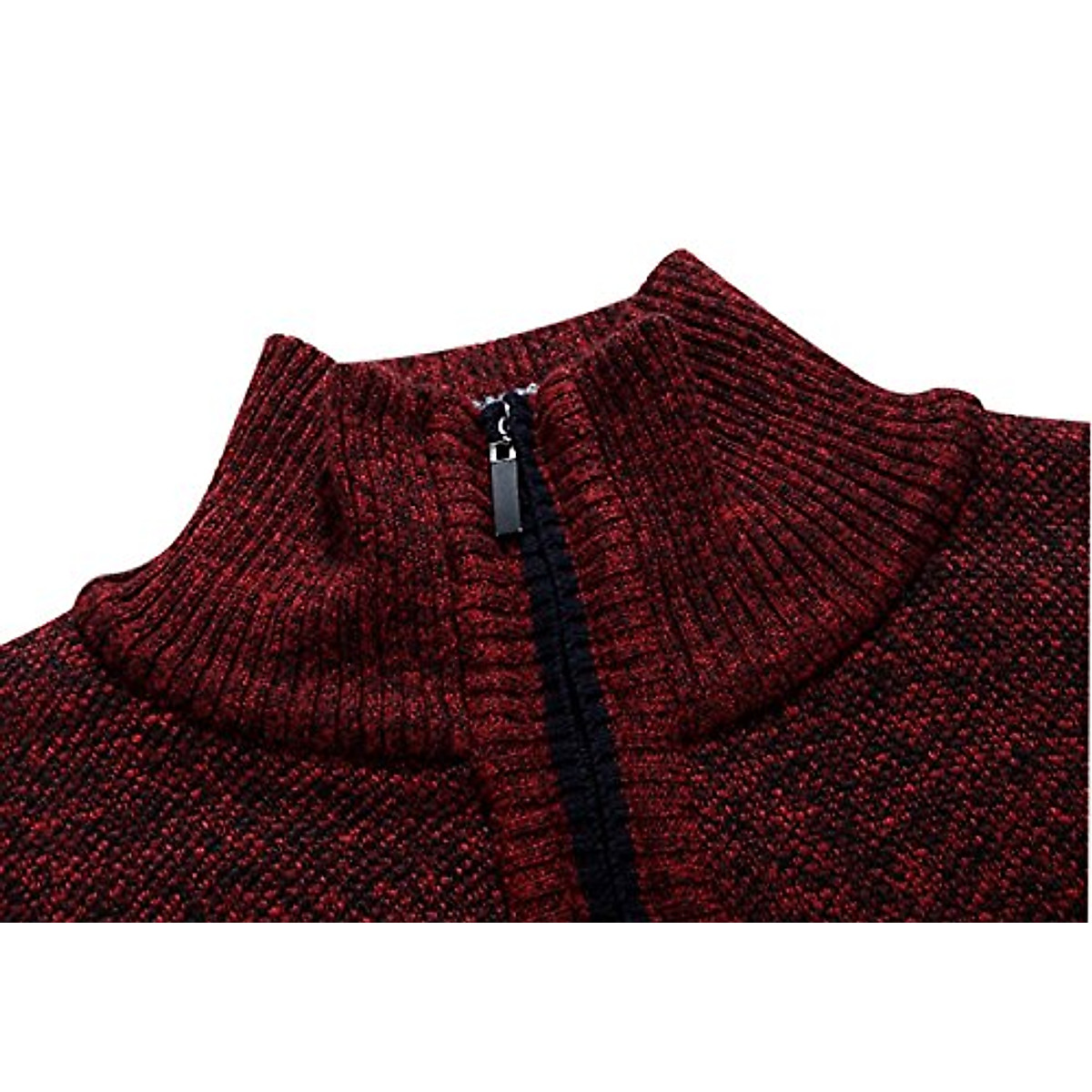 Yeokou Men's Slim Fit Zip Up Casual Knitted Cardigan Sweaters With Pockets (Large, Wine Red)