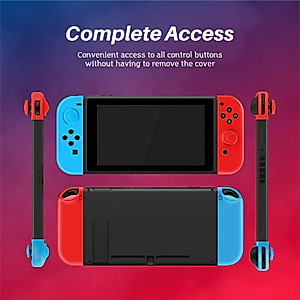 TNP Joycon Case for Nintendo Switch - Silicone Joy Con Case for Nintendo Switch & Switch OLED - Protective Switch Controller Case Cover with Thumb Grip Caps for Nintendo Switch Joycon (Neon Blue+Red)