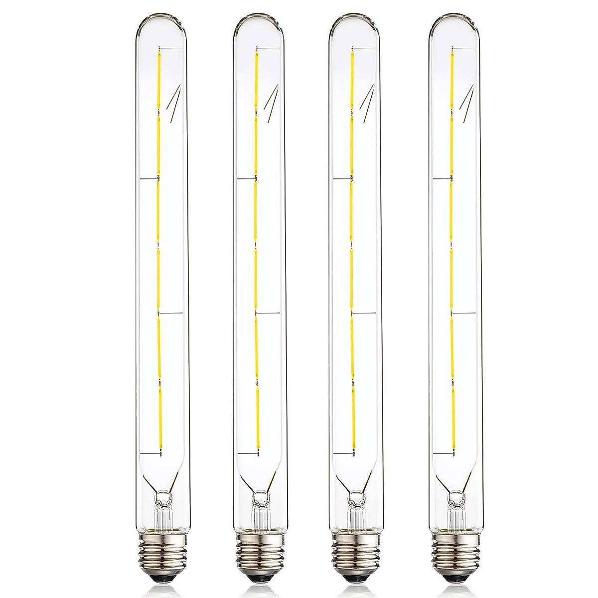 HXM T300 LED Bulb, 6W Dimmable T30 LED Tubular Bulb, Retro Edison LED Long Tube Bulb 6W, 60W Incandescent Bulb Equivalent, 4000K Dayligt White, Transparent Glass, E26,Pack of 4