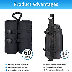 Plus Size Canopy Weight Bags(240 lbs) for Pop up Canopy Tent, 1680D Heavy Duty Leg Canopy Weights Sand Bags for Instant Outdoor Sun Shelter Canopy/Patio Umbrella, Set of 4