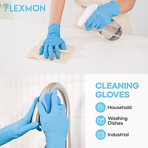 FLEXMON Nitrile Exam Gloves,1000 Count, Single Use, 4.2 Mil Heavy, Sterile, Protective, Disposable, Latex Free (100, Extra Large)
