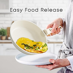 Caannasweis Detachable Nonstick Cookware Set - Stackable Induction Pots and Pans With Removable Handles, Dishwasher Safe - For RV Camping, Oven and Stovetop Use, 5 Pieces (Cream)