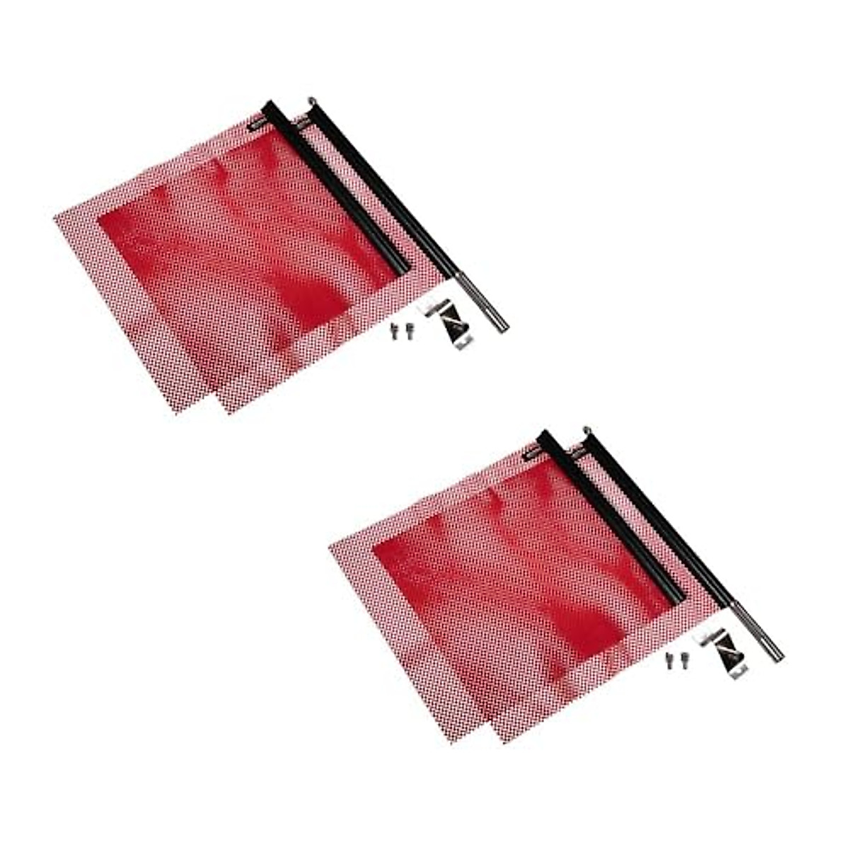 Mytee Products EZ Mount Warning Flag Red 18" x 18" Mesh Safety Flag DOT Compliant | Spring Loaded Quick n Easy Disconnect - 2 Pack