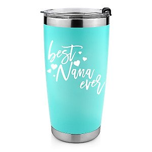 Sips & Gifts Best Nana Ever- Birthday Christmas Mother's Day Gift for Nana -20 Ounce Insulated Stainless Steel Travel Tumbler With Leak Proof Lid And Metal Straw