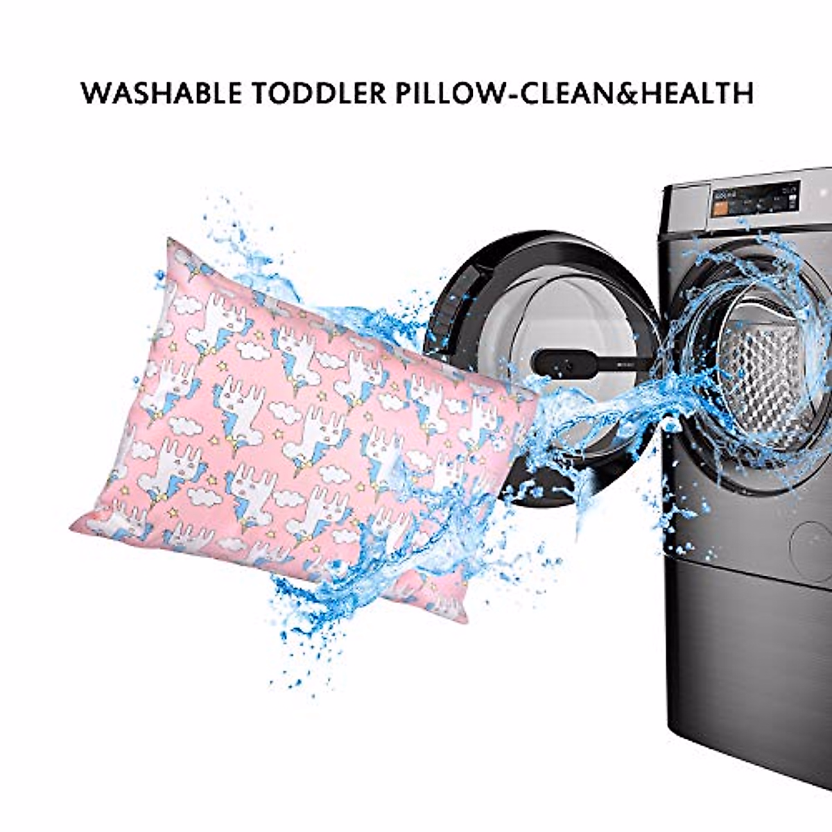 ZPECC Toddler Pillowcases Set of 2, Hypoallergenic 14x19 Pillow Cover Fits Pillows Sized 13x18 or 14x19, 100% Soft Cotton Envelope Closure Kids Pillowcase for Sleeping, Machine Washable, Pink Unicorn