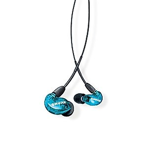 Shure SE215 PRO Wired Earbuds - Professional Sound Isolating Earphones, Clear Sound & Deep Bass, Single Dynamic MicroDriver, Secure Fit in Ear Monitor, Plus Carrying Case & Fit Kit - Blue (SE215SPE)