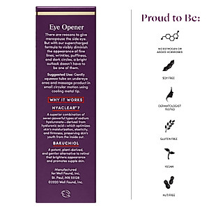 Womaness Eye Opener Anti Aging Eye Cream - Hyaluronic Acid & Bakuchiol Alternative Retinol Eye Cream for Dark Circles and Puffiness + Red Algae Extract to Firm & Revitalize Under Eye Bags (15ml)