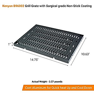 Kenyon Grill Grate, Surgical Grade Non-Stick Metal Grate, Cast Aluminum-Made Cooking Grate, Quick Heat Up and Cool Down, Prevents Heat Loss, Smoke, and Flare-Ups, Dishwasher Safe, Black