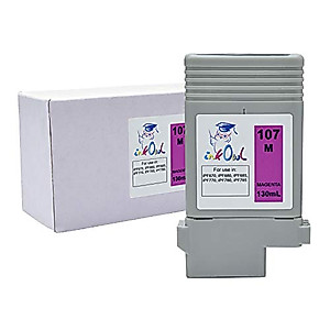 InkOwl Compatible Ink Cartridge Replacement for Canon PFI-107M (130ml, Magenta) - iPF670, iPF680, iPF685, iPF770, iPF780, iPF785 Printers