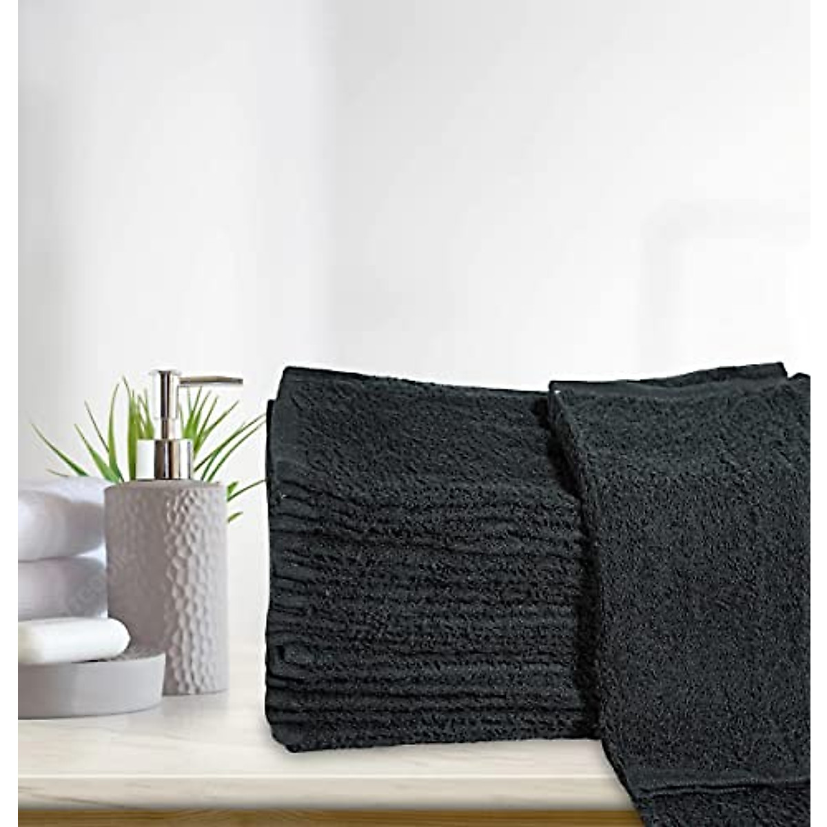 TOALLA 100% Cotton Washcloths 60 Pack|400 GSM|Soft Washcloth for Face|Washcloth Bulk Pack|Washcloth for Body and Face|Highly Absorbent|Fingertip Towel|Washcloth for Bath Room|12 x 12 in|Black