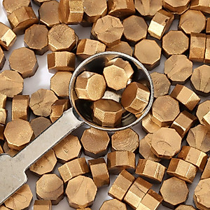 Yoption 360 Pcs Metallic Antique Gold Sealing Wax Beads Set for Wax Seal Stamp with Candles and Melting Spoon