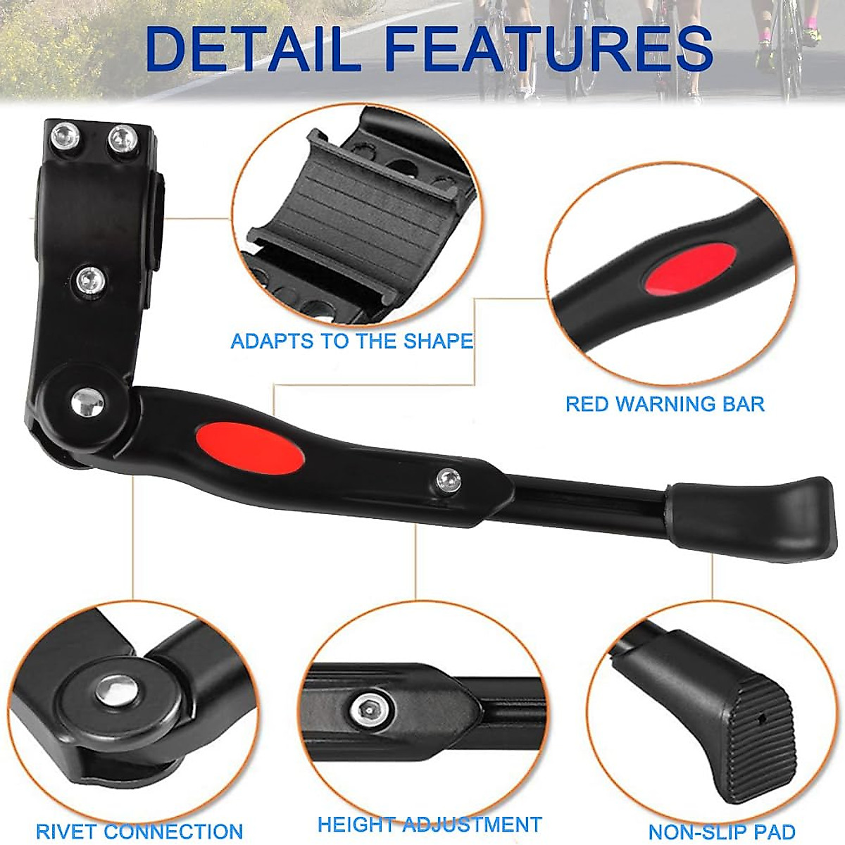 JONMON Bike Kickstand, Adjustable Bicycle Side Stand,26" Aluminum Alloy Foot Parking and Support Brace Cycling Accessories for Mountain Bike, Road Bike, MTB Bicycle