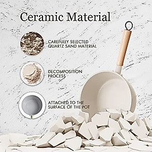 ROCKURWOK Ceramic Nonstick Sauce Pan, 1.5QT and 2QT Saucepan Pot Set, PFAS-Free, Non Toxic & PFAS-Free, Wooden Handle for Cool Touch, Universal Base(Gas, Electric & Induction), Green