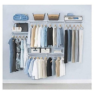 Rubbermaid Configurations Deluxe Closet Kit, Titanium, 4-8 Ft., Wire Shelving Kit with Expandable Shelving and Telescoping Rods, Custom Closet Organization System, Easy Installation