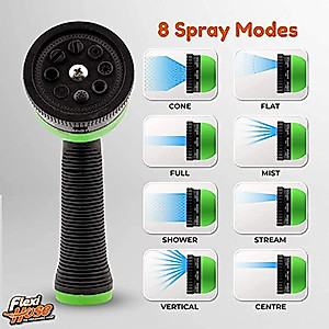 Flexi Hose with 8 Function Nozzle Expandable Garden Hose 50 ft, Lightweight & No-Kink Flexible Extendable Garden Flex Hose, 3/4 inch Solid Brass Fittings and Double Latex Core, 50ft Black