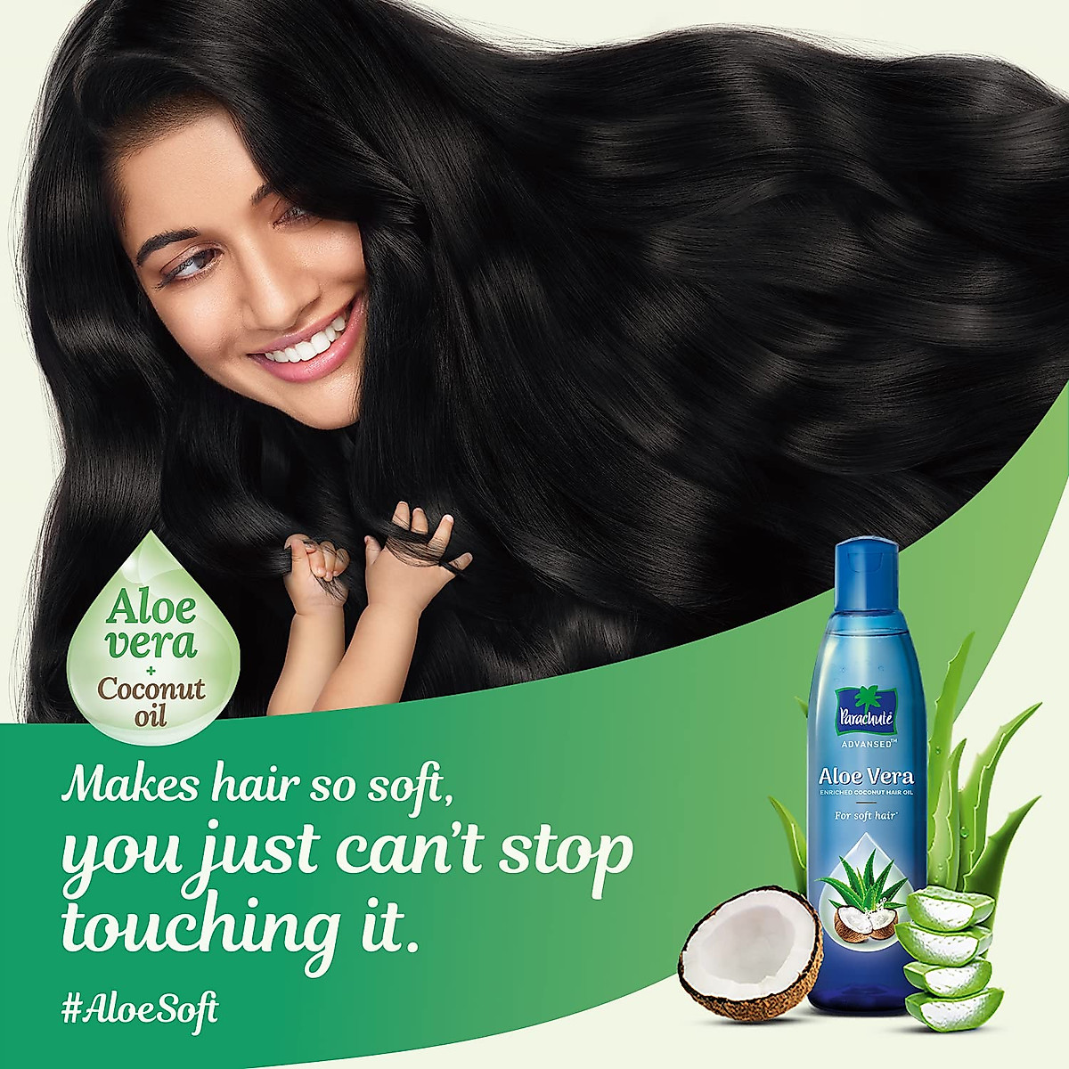 Parachute Advansed Aloe Vera Enriched Coconut Hair Oil | For Strong, Soft & Silky Hair|Deep Nourishment & Conditioning| All hair Types| 5.1 Fl.oz.