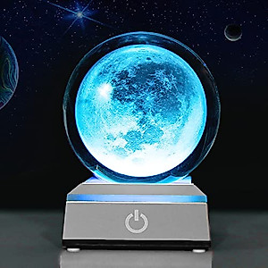 PODOI 3D Moon Crystal Ball, Birthday Christmas Astronomy Gifts for Kids, Gifts for Space Lovers, Presents for Children