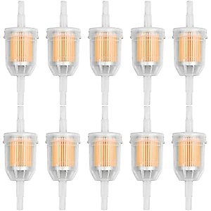 Gas Inline Fuel Filters, 10Pcs 1/4"and 5/16Inch Engine Filter for Kawasaki Kohler Briggs & Stratton John Deere Fuel Line, Replacement for Lawnmowers Riding Mower Garden Lawn Tractor ATV Motorcycle