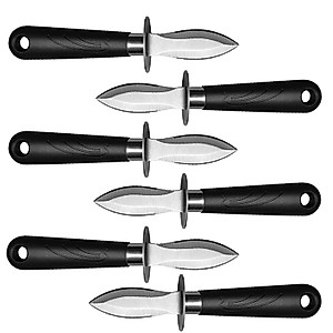 WENDOM 6PCS Oyster Knife with Non-Slip Grip Handle Oyster Shucking Knife Opener Set Clam and Shell Tool Party Supply