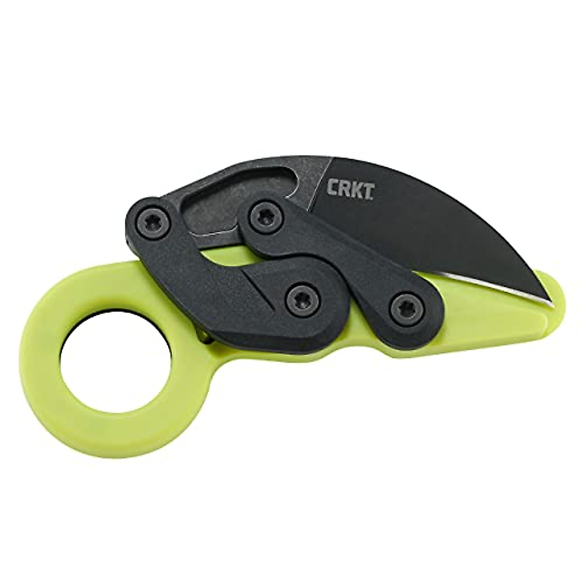 CRKT Provoke Zap Kinematic EDC Folding Pocket Knife: Morphing Karambit, Black Stonewash Stainless Steel Blade, Green Grivory Handle with Integrated Safety Lock, Low Profile Pocket Clip 4041G