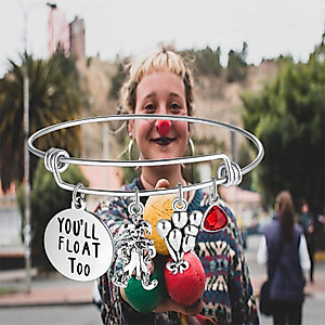 Ralukiia Float Too IT Pennywise The Clown Bracelet Horror Movie Jewelry for Fans Women Bangle Halloween