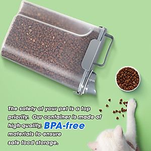 TBMax Large Cat Food Storage Container, Portable Dog Food Container with Upgraded Large Spout and Cup, Travel Pet Food Storage Dispenser for Small Animal Kibble Storage, Bird Seed Container - Grey