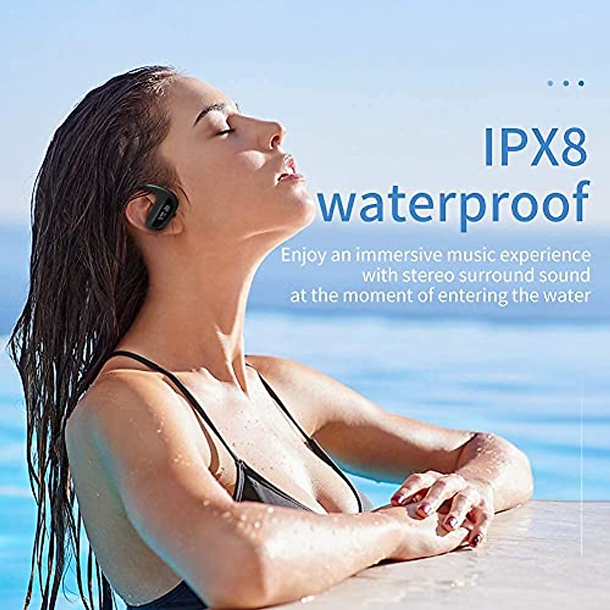 CYBORIS Wireless Bluetooth Headphones, IPX8 Waterproof Swimming Headphones, 16GB Mp3 Player Workout Headphones - Built-in Bone Conduction Waterproof Horn in-Ear Earphones for Run, Swim, Cycle