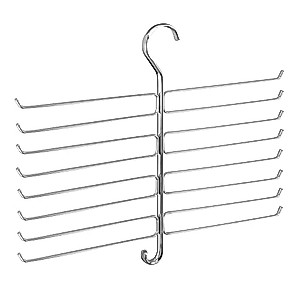 mDesign Metal Closet Rod Hanging Accessory Storage Organizer Rack for Scarves, Ties, Yoga Pants, Leggings, Tank Tops - Snag Free, Geometric Design, 16 Arms/1 Hook - Spira Collection - Chrome