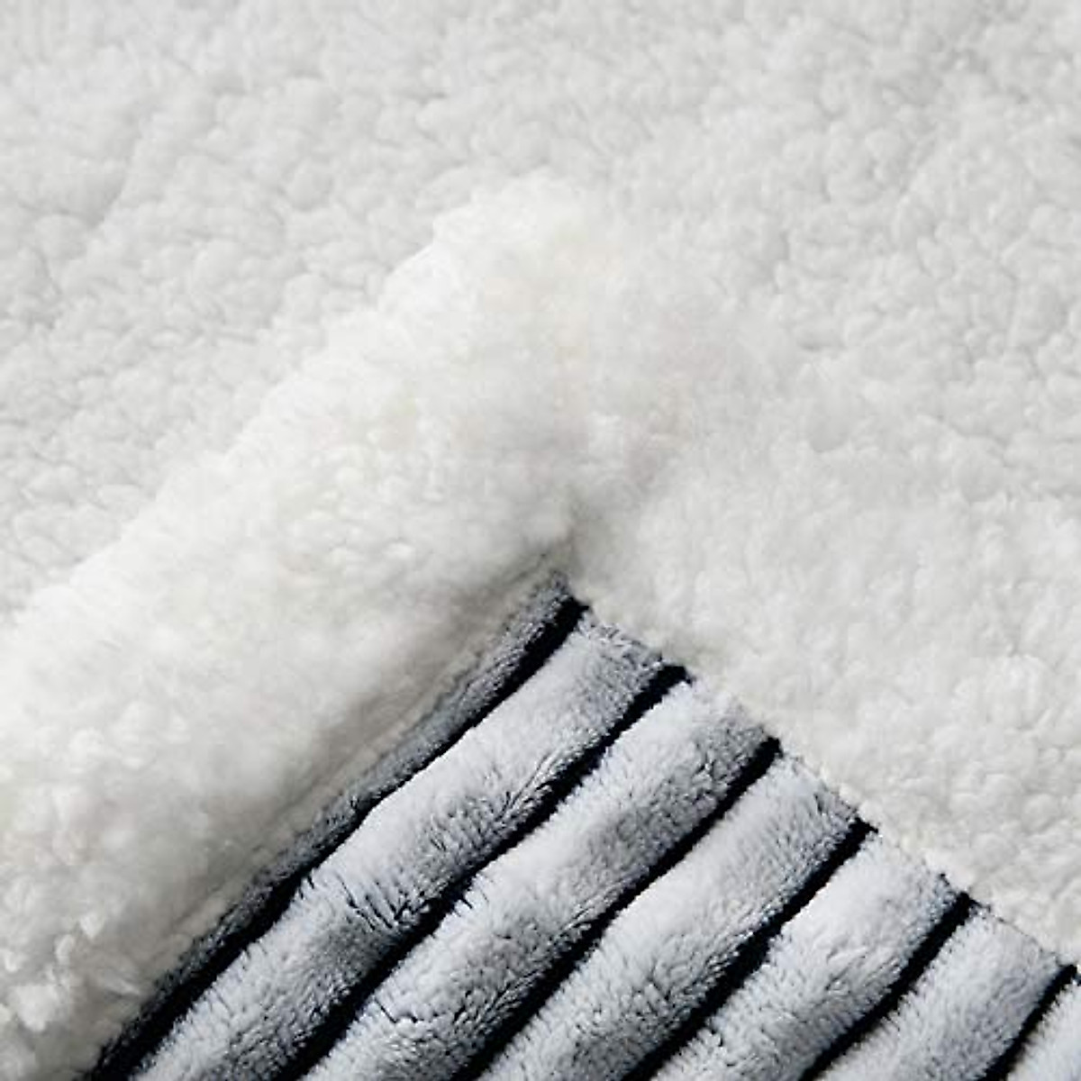 I' HERMU Sherpa Fleece Throw Blanket for Couch (Large 51‘’x 63‘’, Blue and White Strip) Soft Plush Blankets Fluffy Fuzzy Warm Cozy Throws for Sofa Bed