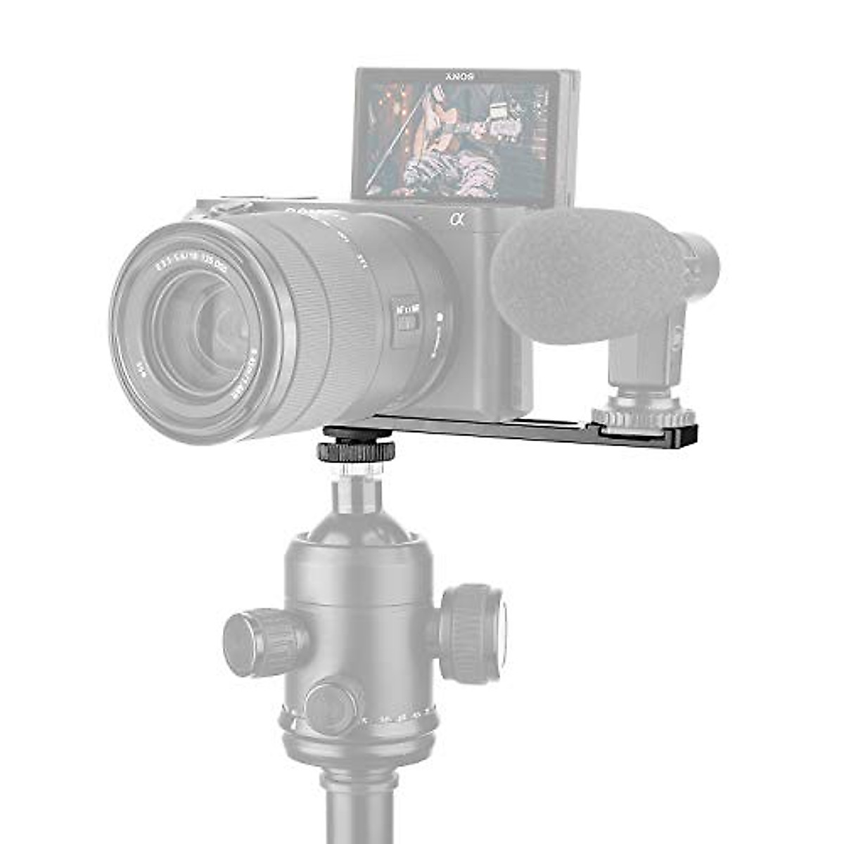 ChromLives Cold Shoe Bracket Extension Bar, Hot Shoe Extension, Microphone Mount with 1/4'' Tripod Screw Compatible with Mirrorless Camera Vlogging Sony A6400 6300 6500 6000 Zhiyun 4 DJI Osmo Pocket