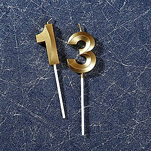 13th Birthday Candles,Gold Number 13 Cake Topper for Birthday Decorations Party Decoration