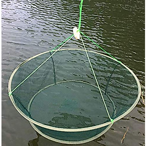 LikeFish Foldable Fishing Net Hand Casting Cage Crab Net for Minnows, Crab, Lobsters, Fishes (Small-Dia 31.5"/23.6")