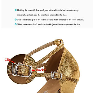 iCKER Womens Latin Dance Shoes Heeled Ballroom Salsa Tango Party Sequin Dance Shoes Gold 8