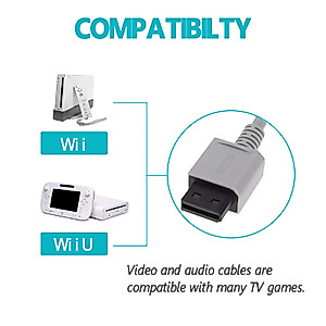 Jedihra 6FT AV Component Cable for Nintendo Wii/Wii U RCA Audio Video HD Cord-1 Pack