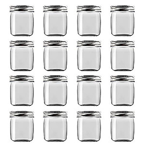 novelinks 8 Ounce Clear Plastic Jars Containers With Screw On Lids - Refillable Round Empty Plastic Slime Storage Containers for Kitchen & Household Storage - BPA Free (16 Pack)