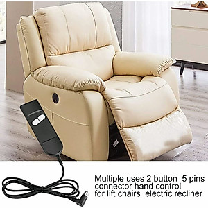GOTOTOP Remote Hand Controller Replacement 2 Button 5 Pin Lift Chair Remote Hand Power Recliner Parts for Okin Limoss Lazboy Pride Catnapper