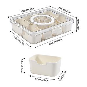Snackle Box Charcuterie Container, Divided Serving Tray with Lid and Handle, Portable Snack Platters for Fruit, Nuts, Candy, Entertaining, Party, Picnic