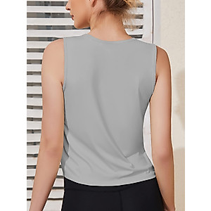 FelFory Workout Tops for Women Sleeveless Tops for Women Tank Tops for Women Loose Fit High Neck Workout Tank Tops for Women Athletic Tank Tops Workout Tanks Womens Muscle Tank Black White Gray Small