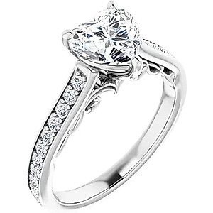 Moissanite World Art Deco Engagement Ring, Heart Cut 2.00CT, VVS1 Clarity, Colorless Moissanite Ring, 925 Sterling Silver, Valentine's Gift, Wedding Ring, Perfact for Gift (7.5)