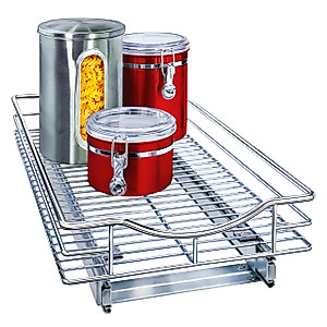 LYNK PROFESSIONAL® Pull Out Cabinet Organizer, 11" x 18" Slide Out Drawers for Kitchen Cabinets - Sliding Pull-Out Pantry Shelves – Home Shelf Organizers - Lifetime Ltd. Warranty, Chrome